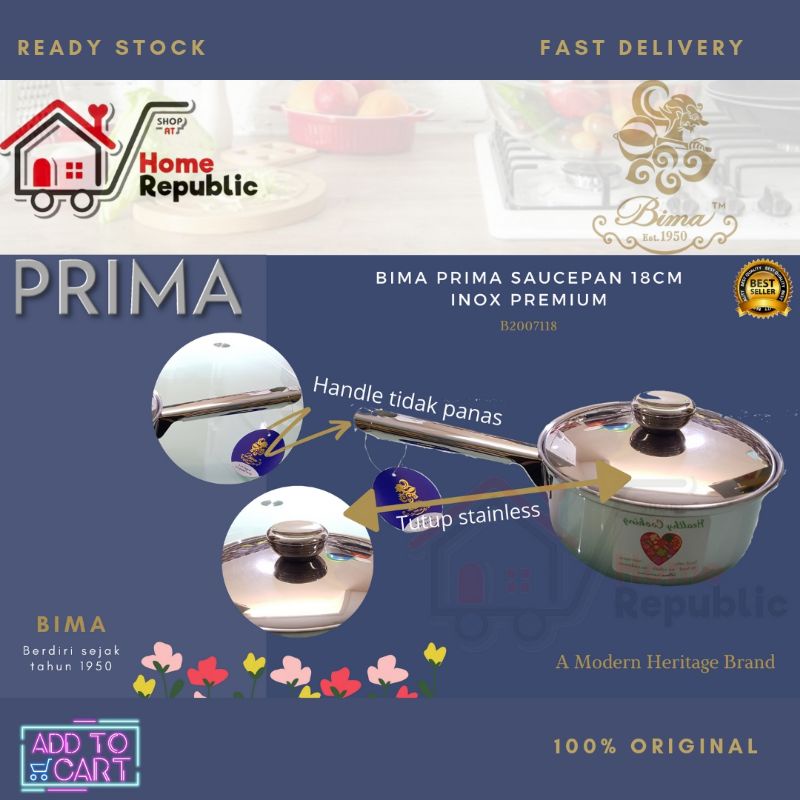 Panci Bima Prima Series Saucepan 16cm 18cm B2007118 B2007116 Panci Bima ...