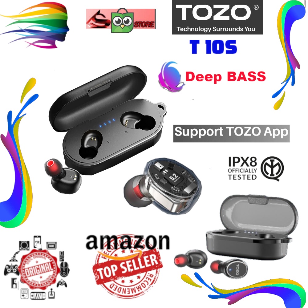 Jual TOZO T10S NEW Version TWS ENC Earbuds BT 5.2 IPX8 Deep Bass Support TOZO Apps | Shopee ...
