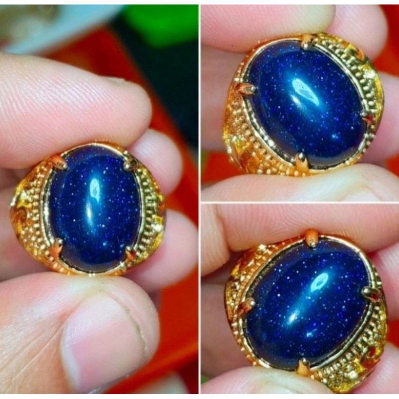 Jual cincin batu pasir intan biru top natural size kantor | Shopee ...