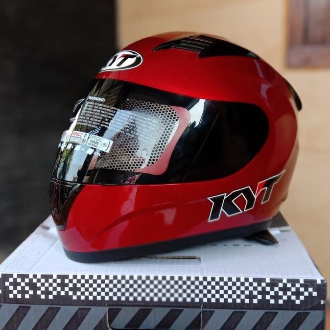 Jual Helm KYT R10 Solid Fire Red Metallic dan Red Maroon full face ...