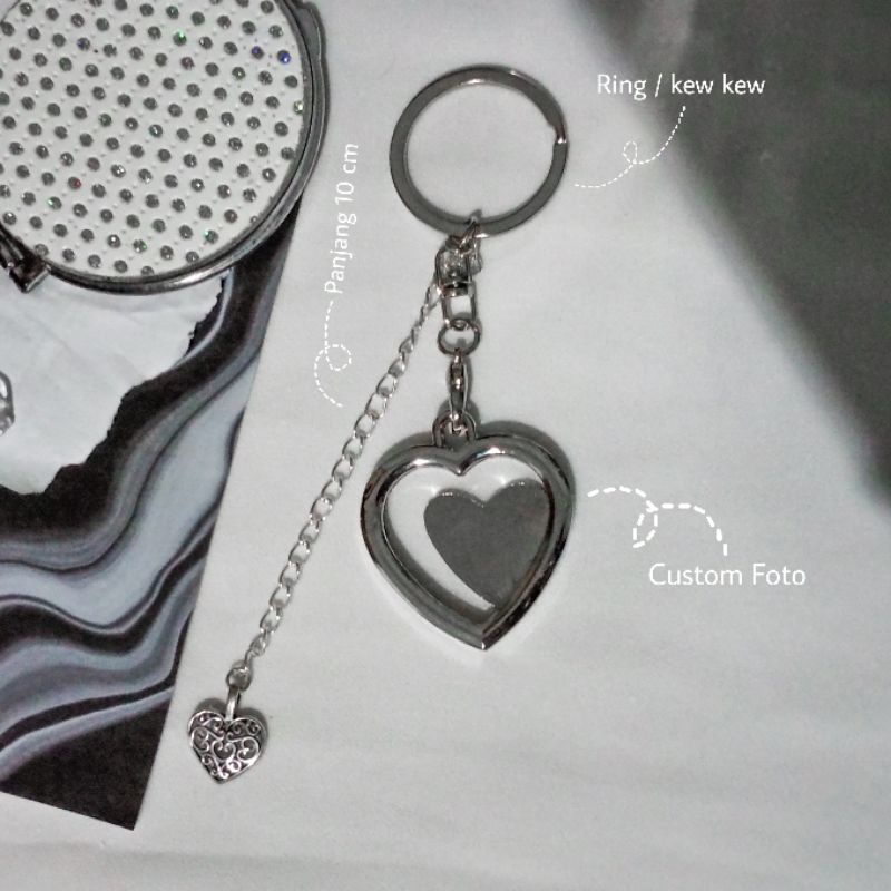 Jual Keychain Heart Long Extender Series Custom Foto Suka Suka Metal ...