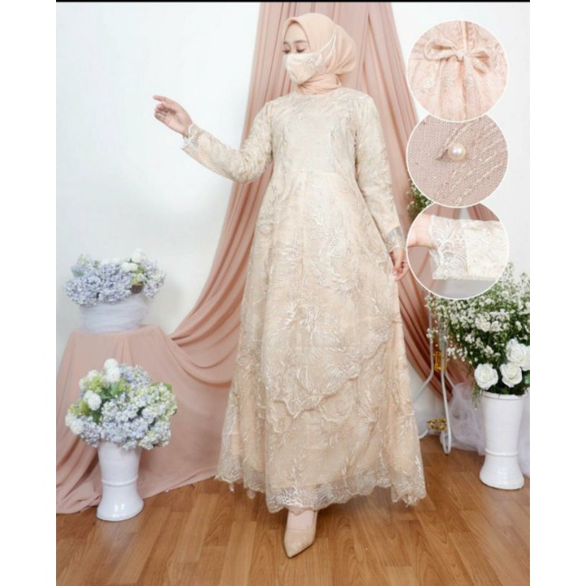 Jual Gamis Tile Mutiara // Gamis Tile Mutiara Mekar // Kebaya Wisuda ...
