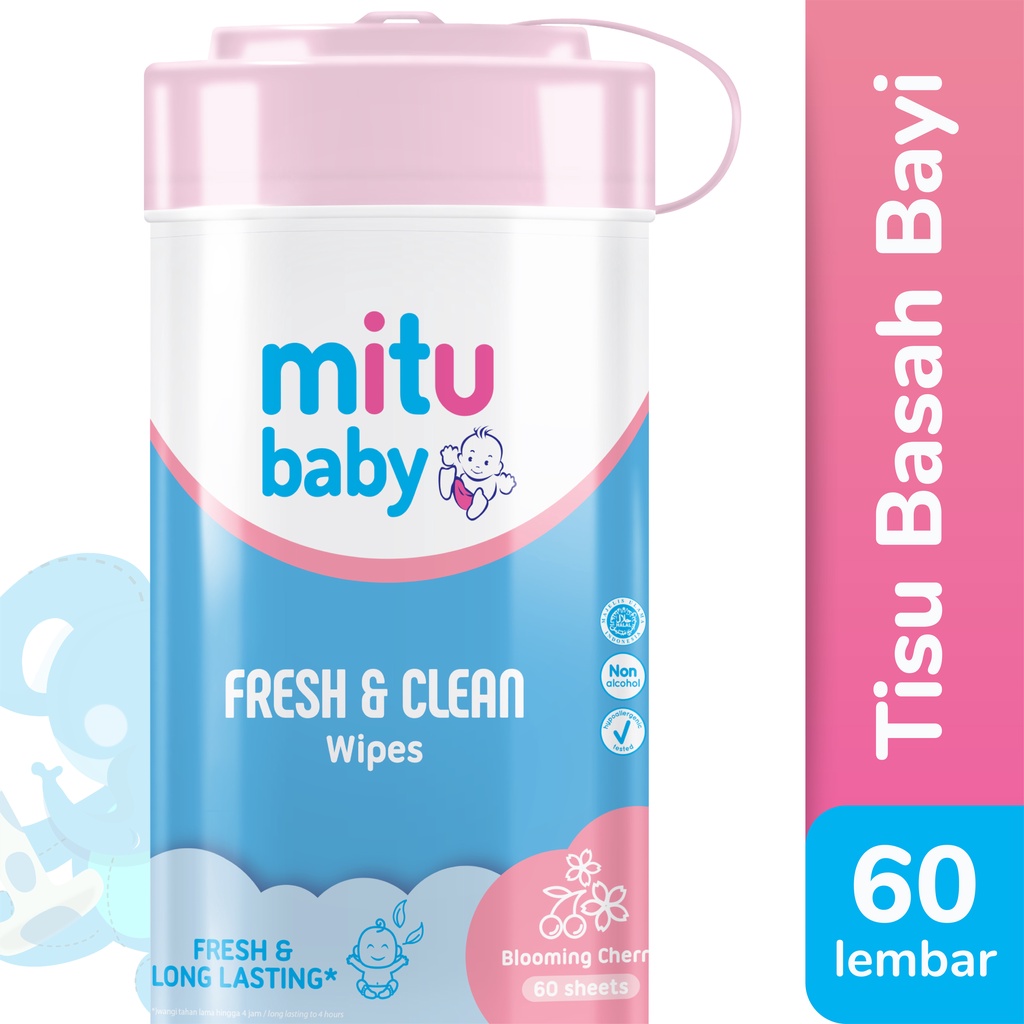Jual Mitu Baby Fresh & Clean Wipes Blooming Cherry Bottle 60'S - Tisu Basah Bayi | Shopee Indonesia