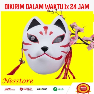 Jual Topeng Kitsune Fox Rubah Mask Topeng Cosplay Anime Jepang Anbu Red ...