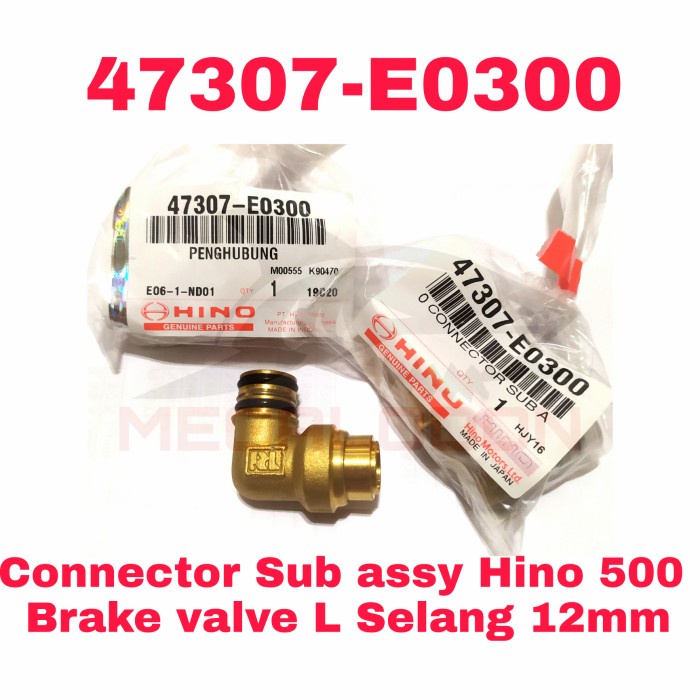 Jual 47307-E0300 connector sub assy hino 500 nepel brake valve L 12mm ...