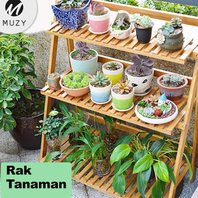 Jual Rak Bunga Susun Kayu Standing Pot Tempat Penyimpanan Tanaman ...