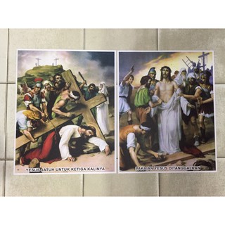 Jual Gambar jalan Salib Bahan Vinil Ukuran 40x50cm 14 Gambar perhentian ...