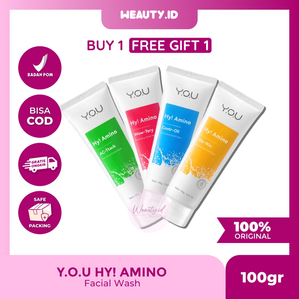 Jual YOU Hy! Amino Facial Wash | Oil Control, Hydrating, Brightening ...