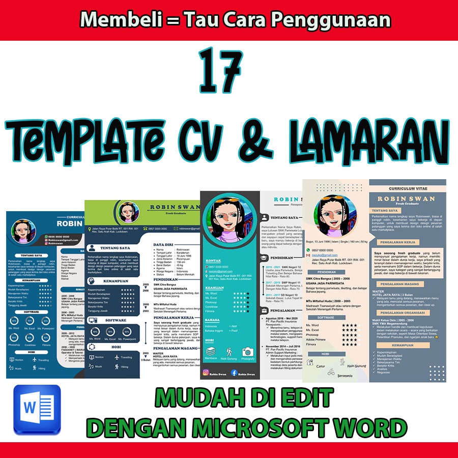 Jual 17 Template CV dan Surat Lamaran Siap Edit Curriculum Vitae Surat ...