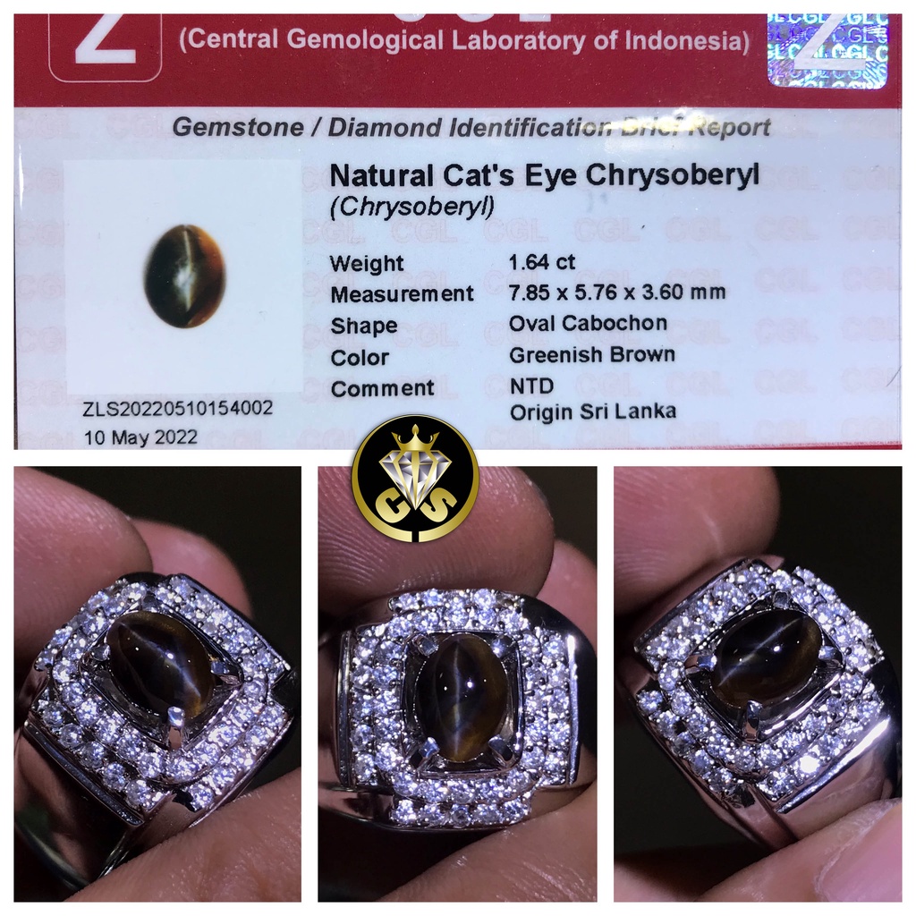 Jual Batu Natural Cat Eye Chrysoberyl Srilanka Ceylon 1.64ct Cincin ...