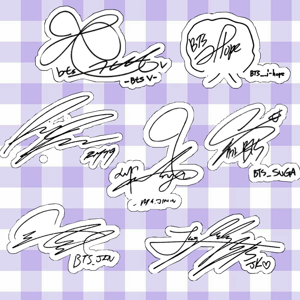 Jual Sticker Transparan BTS Signature Tanda Tangan TTD | Shopee Indonesia