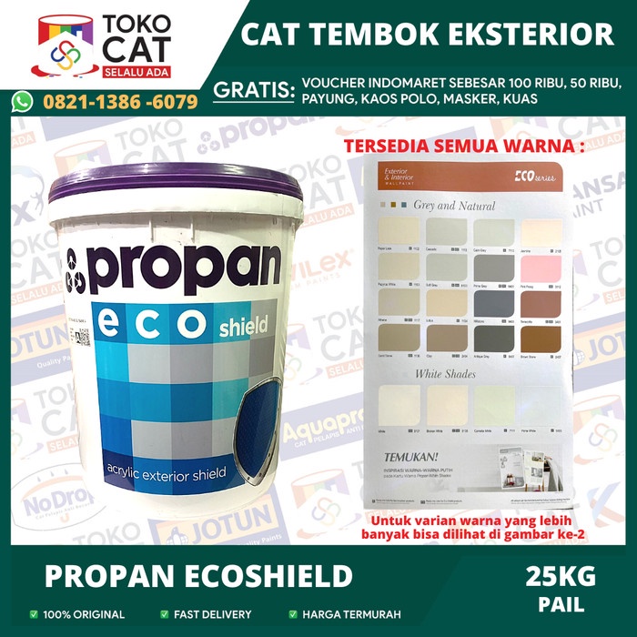 Jual CAT TEMBOK EXTERIOR PROPAN ECO SHIELD (BISA REQUEST WARNA) 25KG PAIL | Shopee Indonesia