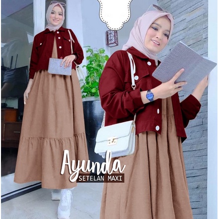 Jual Setelan Dress Remaja Terbaru Edisi Ramadhan Tren Kekinian Set Maxy ...
