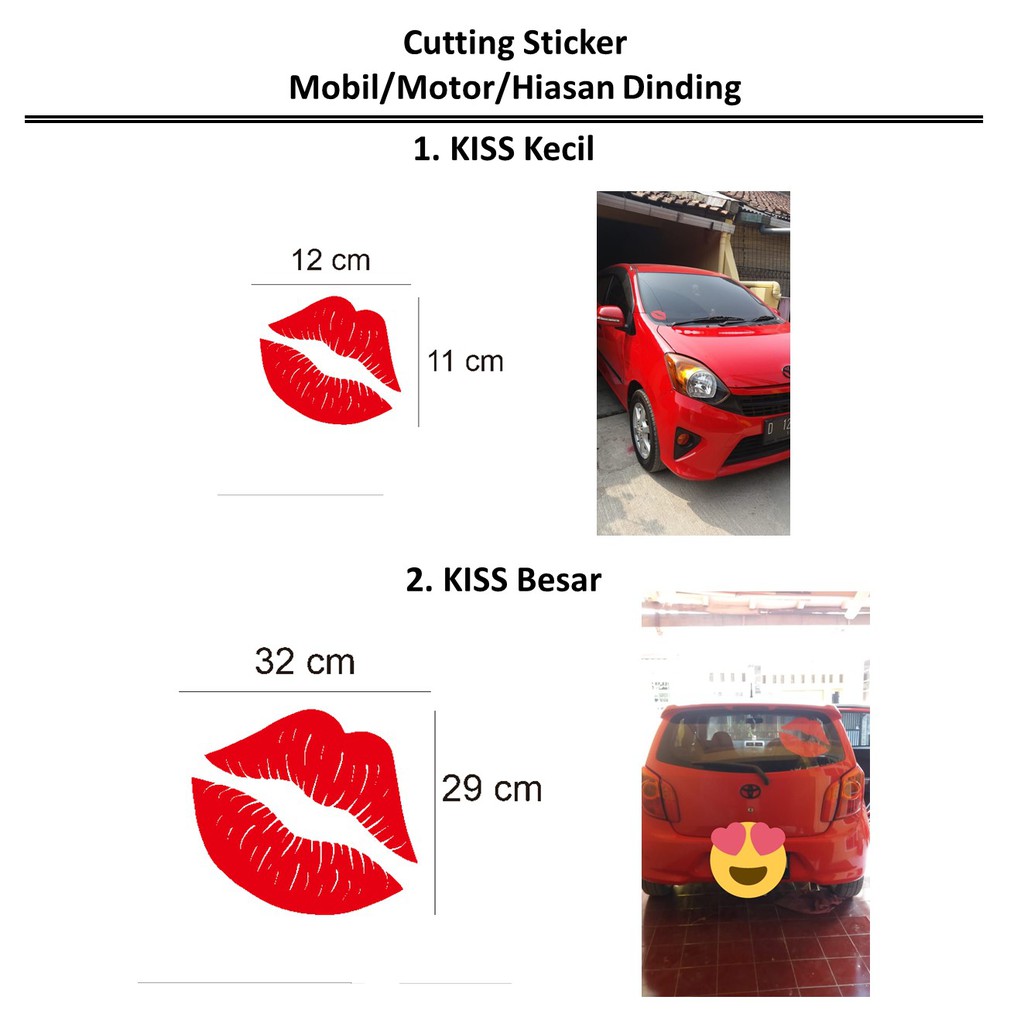 Jual Stiker Kaca Mobil KISS Besar Kecil Cium Bibir Merah Cutting ...