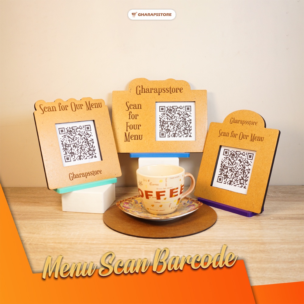 Jual Frame Barcode Stand Display Barcode Menu Custom MDF | Shopee Indonesia