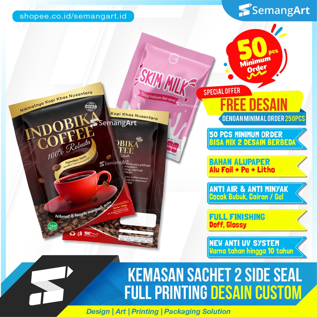 Jual Kemasan Sachet Full Printing Saset 2 side bungkus kopi minuman ...