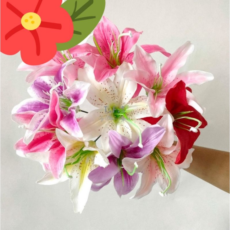 Jual Bunga Plastik Artificial Lilium Flower Hiasan Buket Bunga Palsu ...