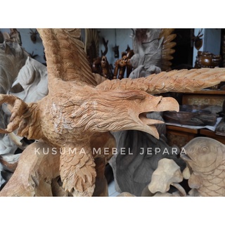 Jual Patung Dekorasi Burung Elang Rajawali Akar Kayu jati - Tinggi ...