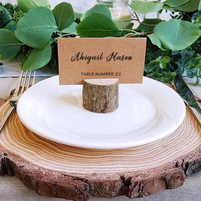 Jual Rustic wood place card holder wedding party small tempat kartu ...