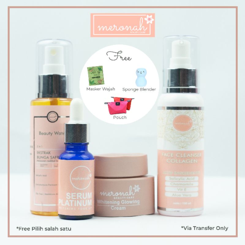 Jual Meronah Cream + Beauty Water + Sabun Collagen + Serum Platinum ...