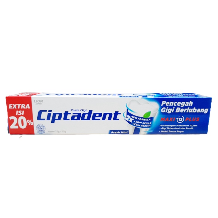 Jual Ciptadent Maxi 12 Plus Fresh Mint 75 g + 15 g | Shopee Indonesia