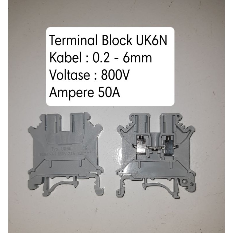 Jual Terminal Block UK6N UK-6N Model UK / EUK Harga Per 1Pcs | Shopee ...
