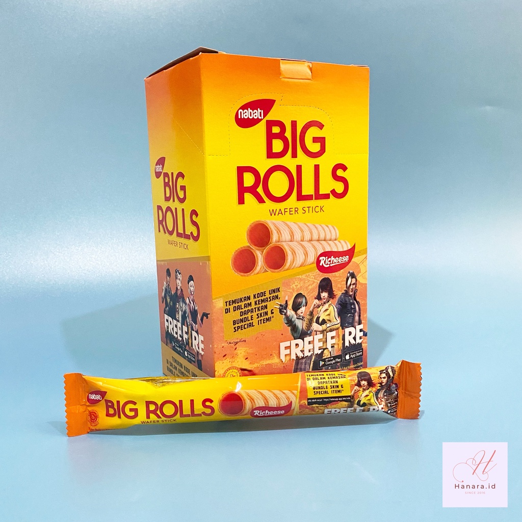 Jual NABATI BIG ROLLS (Temukan Kode unik Free Fire dalam kemasan) isi 20pcs @18gr | Shopee Indonesia