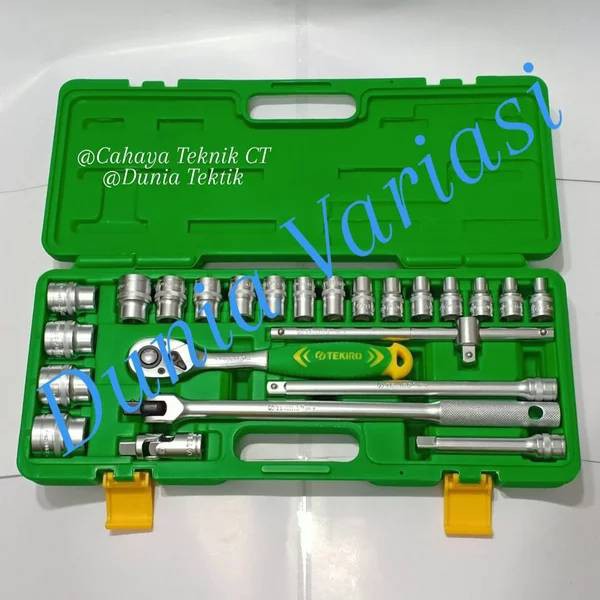Jual TEKIRO Kunci Sok 24 pcs Kunci Shock Set 24 pcs Box Plastik 1/2 Inch 6 PT Kunci Sok Set ...