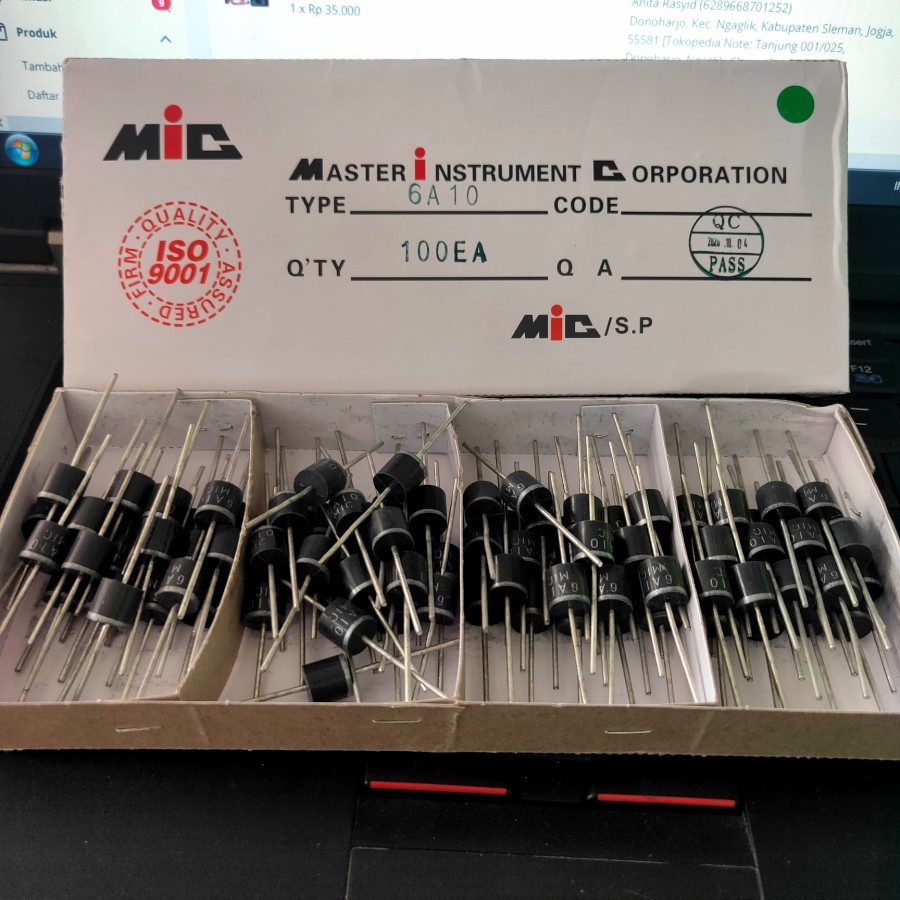 Jual dioda 6A diode penyearah 6A 1000v dioda 0.7V dioda mic 6A | Shopee ...