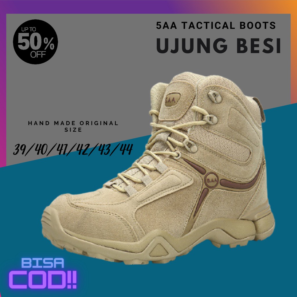 Jual PROMO Sepatu Ujung Besi Safety Boots PDL 5AA Tactical Gurun Zipper ...