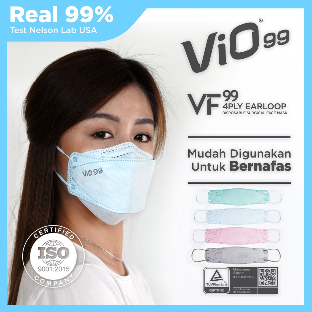 Jual MASKER MEDIS VIO VF99 4 PLY FILTRASI VIRUS 99% WARNA BABY isi 10 pcs | Shopee Indonesia