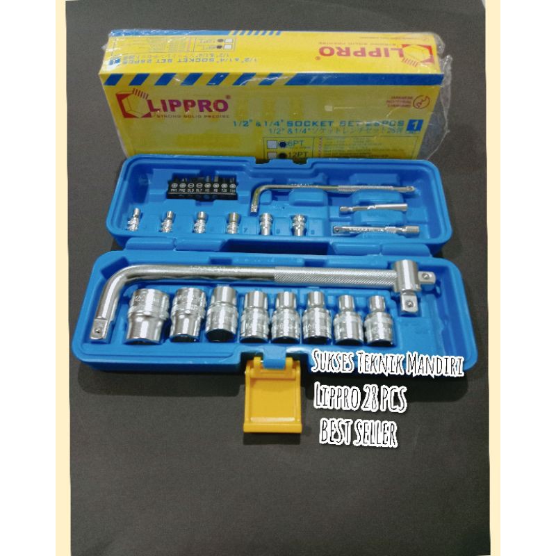 Jual KUNCI SHOCK LIPRO 28 PCS 1/2 DAN 1/4 MULTIFUNGSI KUNCI SOK LIPPRO 28 PCS | Shopee Indonesia
