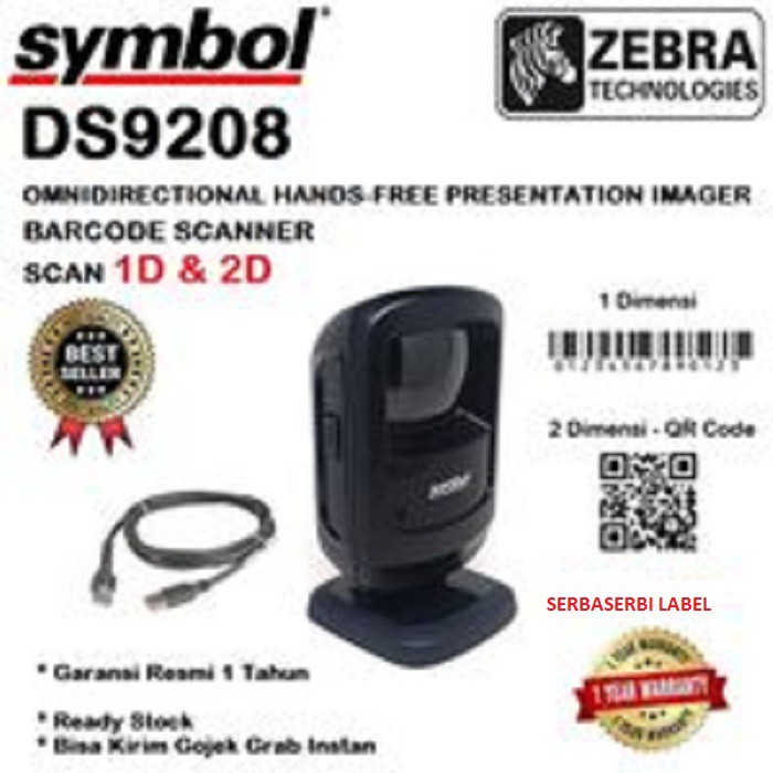 Jual ZEBRA DS-9208 2D Barcode Scanner OMNI Motorola Symbol DS9208 ...