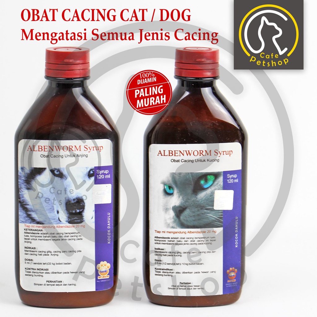 Jual ALBENWORM CAT DOG SYRUP - Obat Cacing Kucing Anjing Sirup 120ml ...