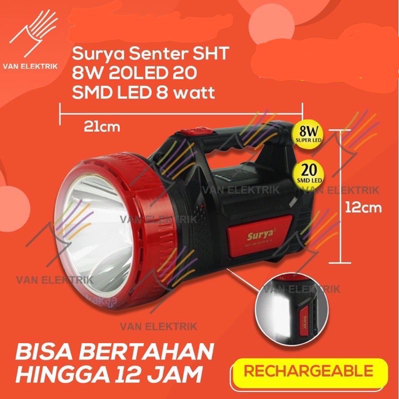 Jual Senter Pegang Sorot lampu LED Surya SHT 8W 20LED 20 SMD LED 8 watt ... Jual Senter Pegang Sorot lampu LED Surya SHT 8W 20LED 20 SMD LED 8 watt ...