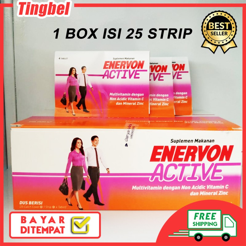 Jual Enervon C Active Strip 1 BOX isi 100 Tablet / Vitamin C 500mg 25 ...