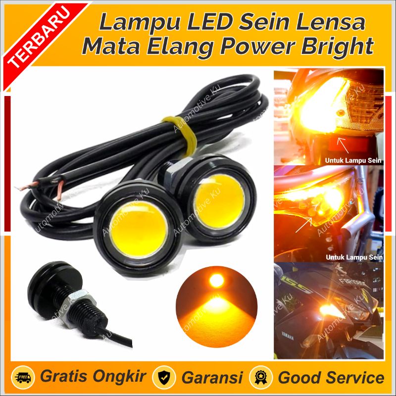 Jual LAMPU DRL LED EAGLE EYE (MATA ELANG) SEIN SEN RETING MINI PROJI WARNA KUNING PLASMA COB ...