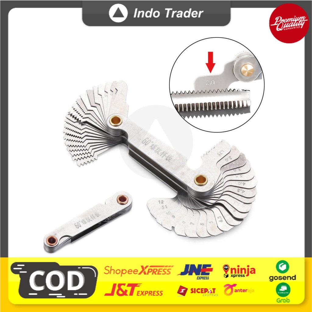 Jual Pengukur Bulir Baut Whitworth Metric Screw 60 Degree Alat Ukur ...