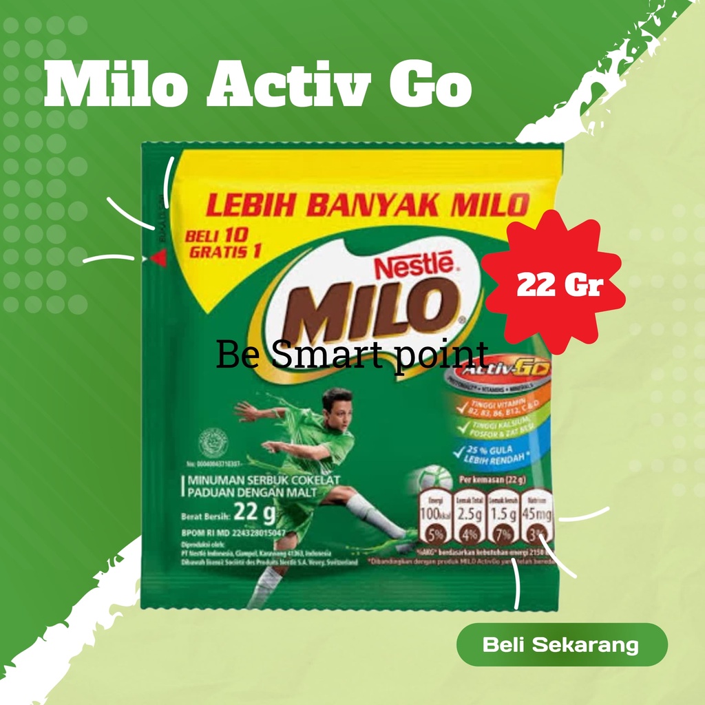 Jual Susu Milo Activ Go 22 Gr, 1 Renceng isi 11 sachet | Shopee Indonesia