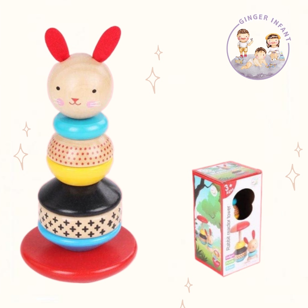 Jual Rabbit Tower Mainan Edukasi Anak Menara Piramida Kelinci Dari Kayu ...