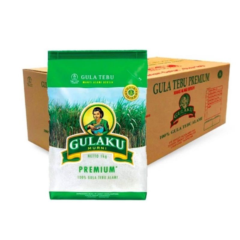 Jual Gulaku Premium Gula Pasir Kristal Putih Hijau Ijo 1kg 1 kg 1 Dus ...