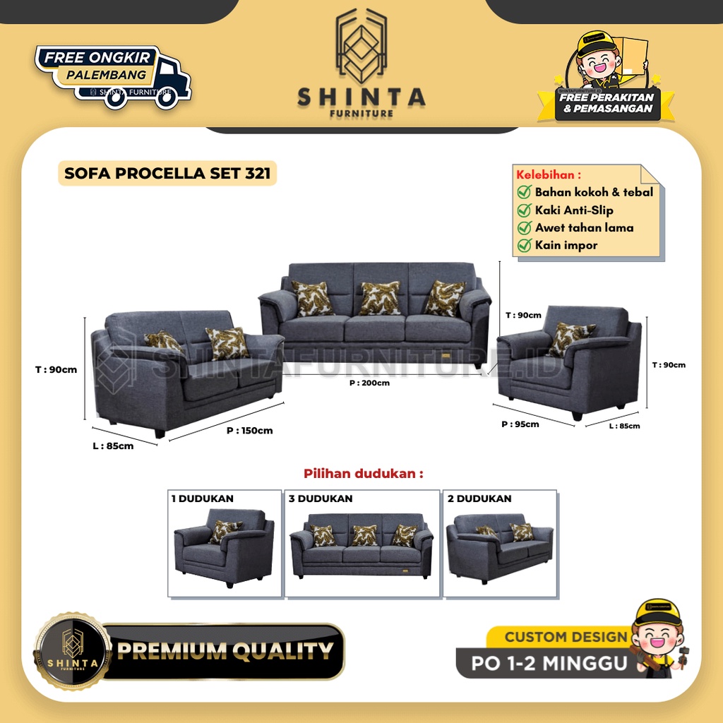 Jual Sofa Procella New Golden / Sofa Set 321 Meja / Sofa Minimalis ...