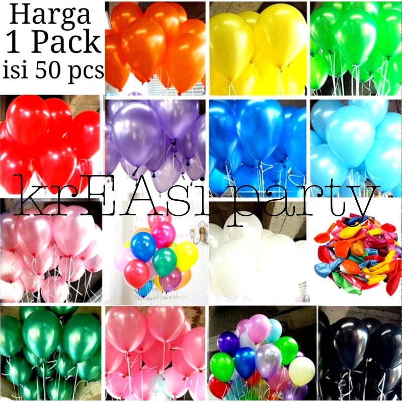 Jual Balon Latex Metalik 1 Pack Isi 50 Pcs / Balon Karet / Balon ...