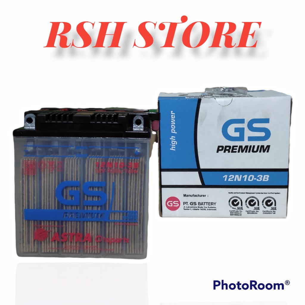 Jual (GRATIS ONGKIR & GROSIR) AKI GS ASTRA 12N10-3B 10 AMPERE MOTOR VIAR RODA TIGA, VESPA EXCEL ...
