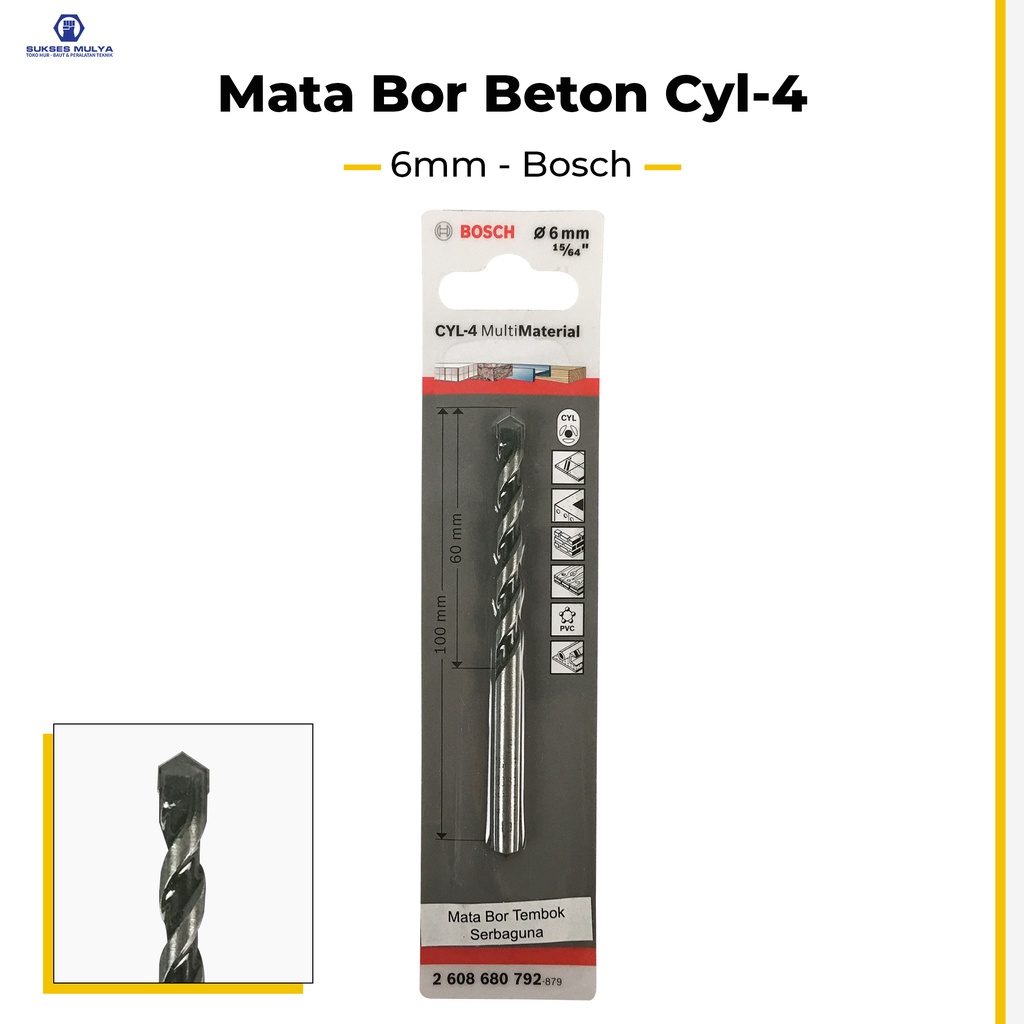 Jual Bosch CYL-4 Mata Bor 6mm Multipurpose Bor Beton Besi Multifungsi | Shopee Indonesia