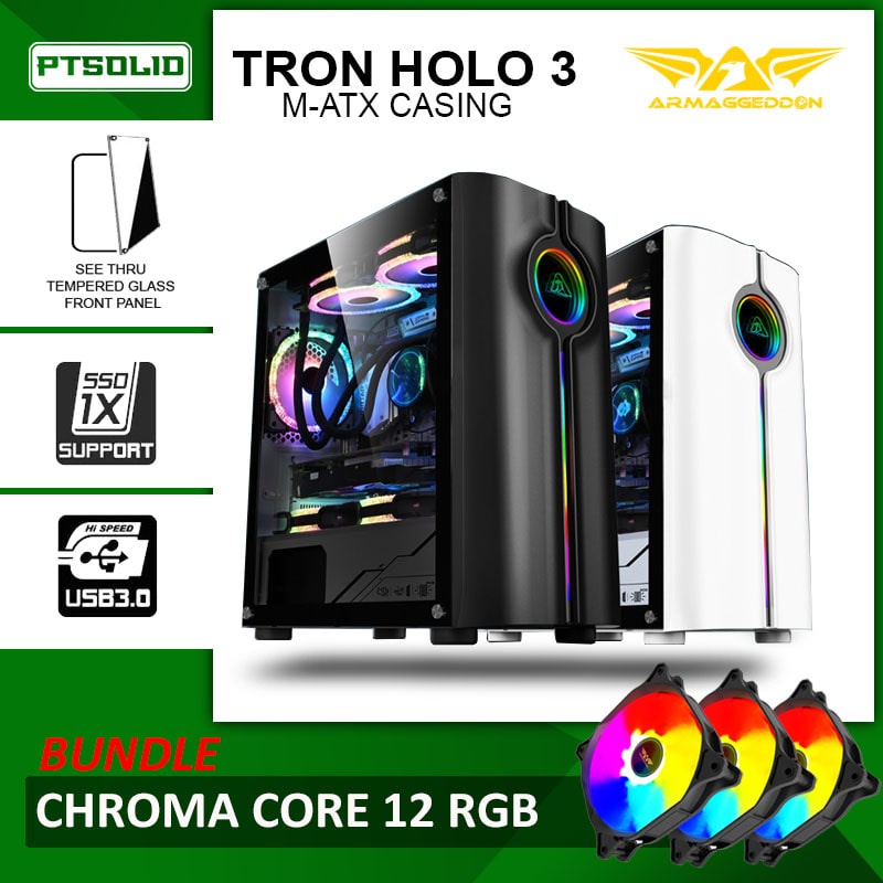 Jual Casing PC Gaming Armaggeddon Tron Holo 3 Micro ATX | RGB ...