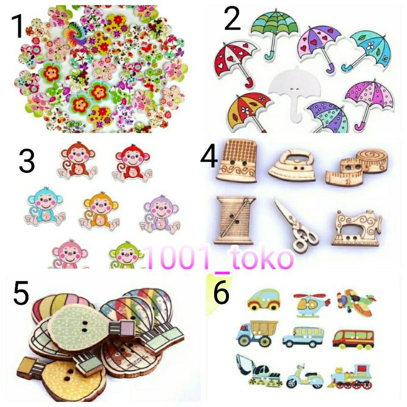 kancing kayu /diy scrapbook kancing hias/wooden button | Shopee Indonesia