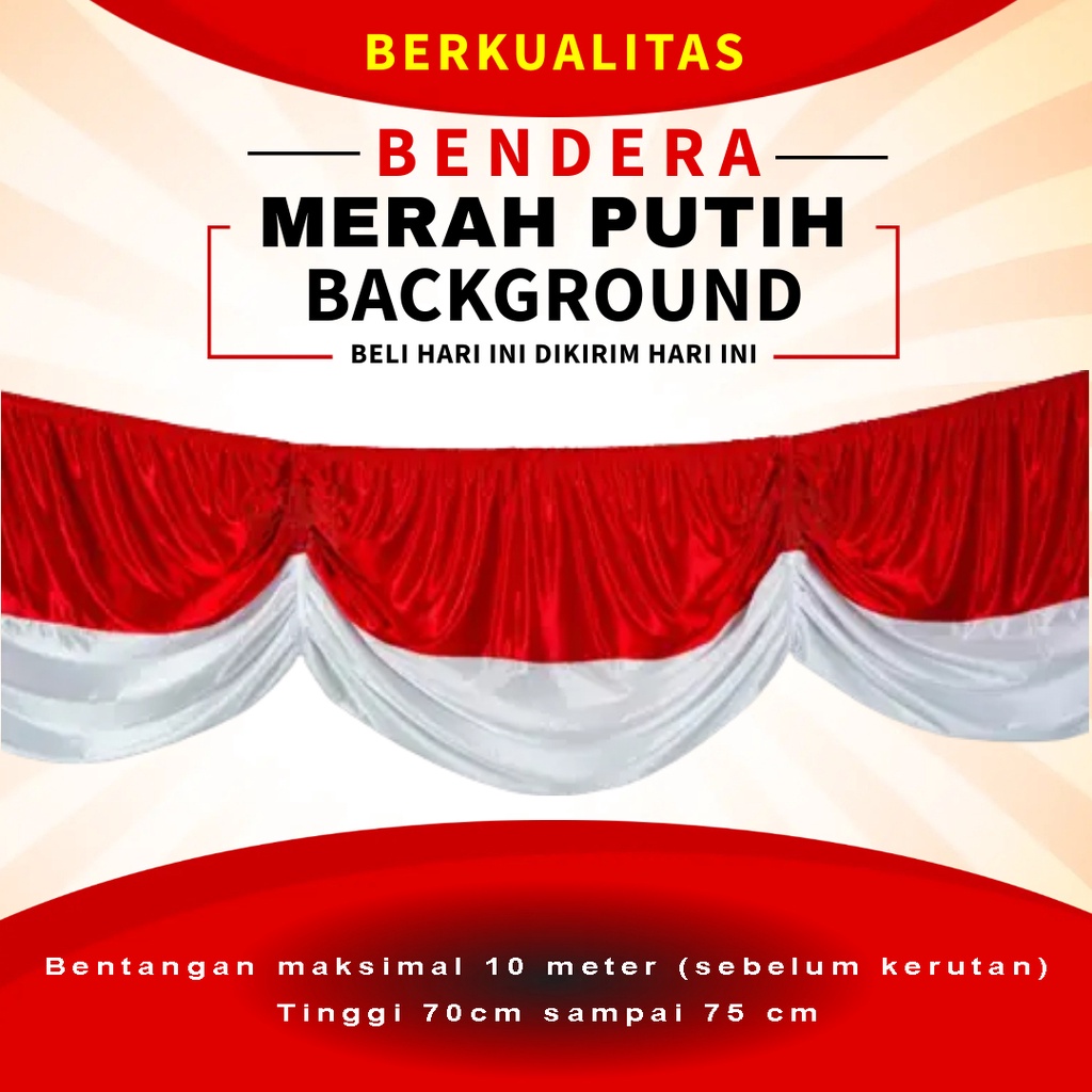 Jual Background Backdrop Gelombang Dekorasi Merah Putih Bendera 17 ...
