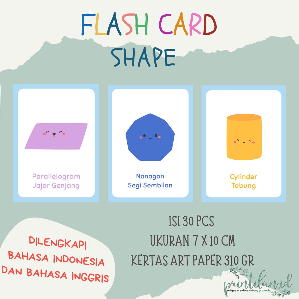 Jual FLASH CARD SHAPES | FLASH CARD BELAJAR BENTUK | Shopee Indonesia