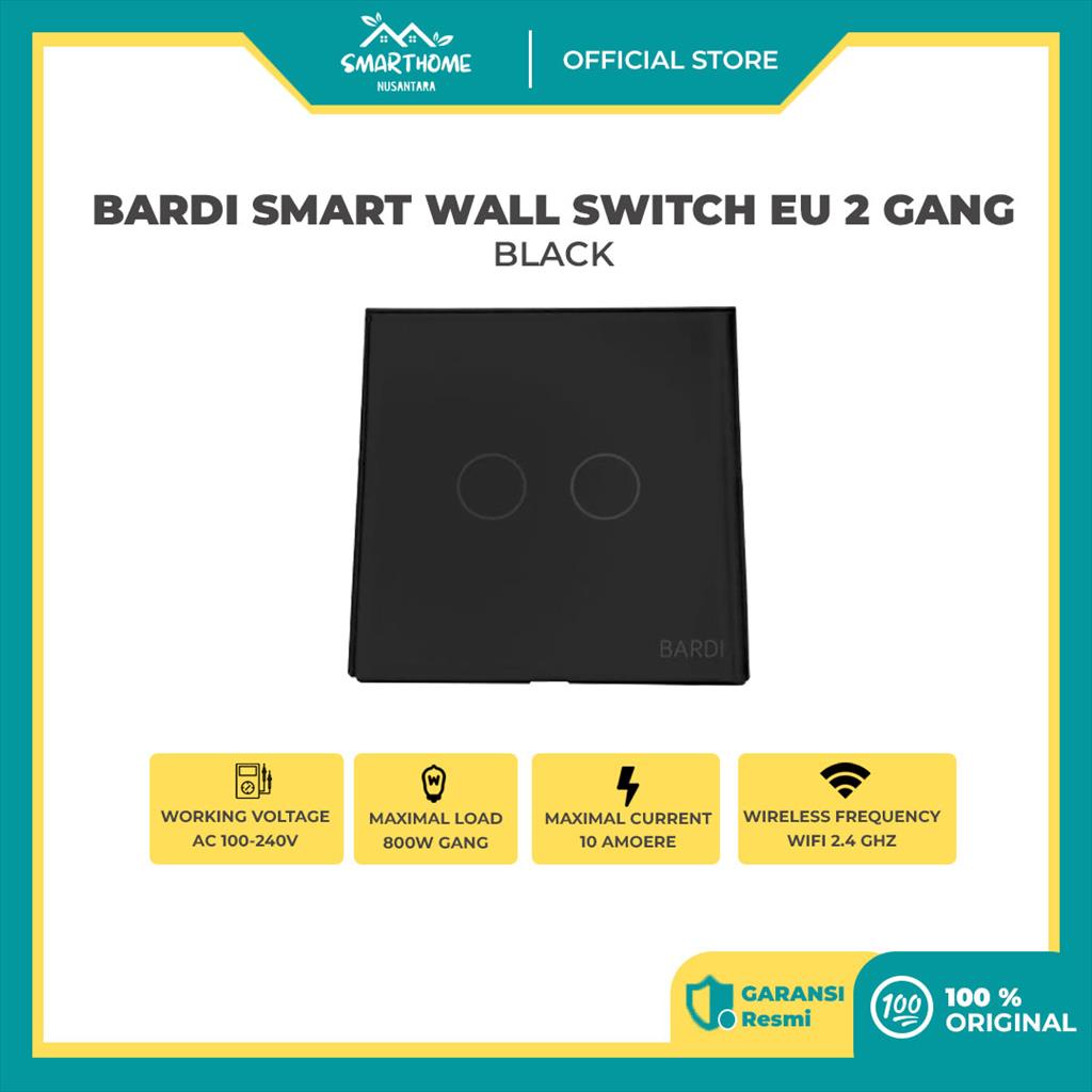 Jual BARDI Smart Wall Switch EU 2 Gang - Black | Shopee Indonesia